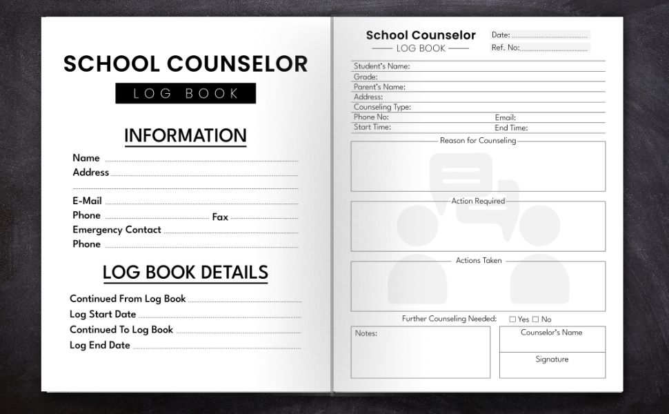 School Counselor Log Book: Counselling Student Daily Record Keeper ...