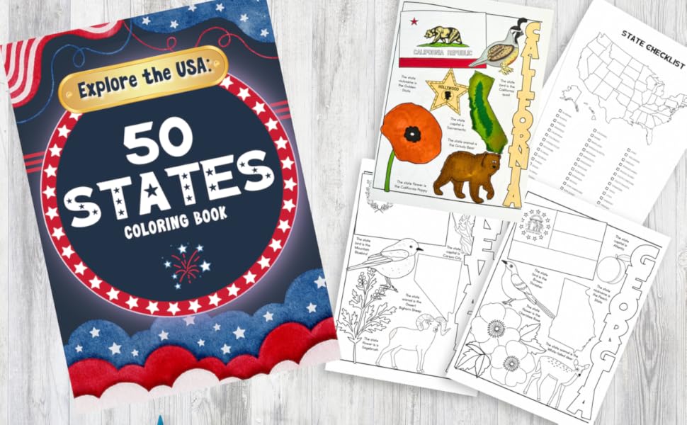 Explore the USA Geography Coloring Book: 50 States Maps, Facts, Flags ...