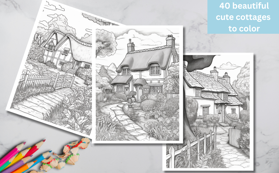 Amazon.com: Country Cottages Coloring Book: A Wonderful Relaxing Collection of 40 Gorgeous ...