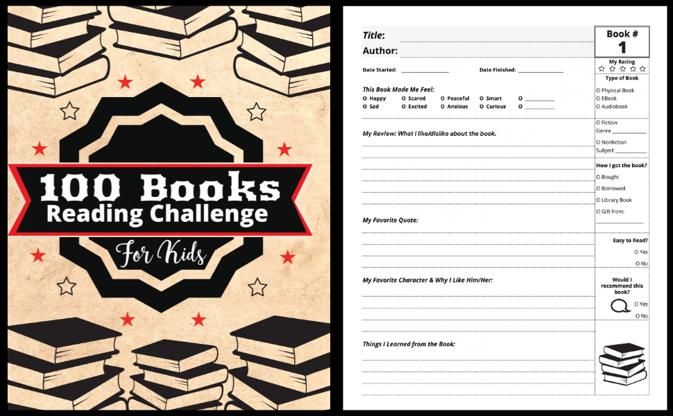 Amazon.com: 100 Books Reading Challenge for Kids: Reading Log, Book ...