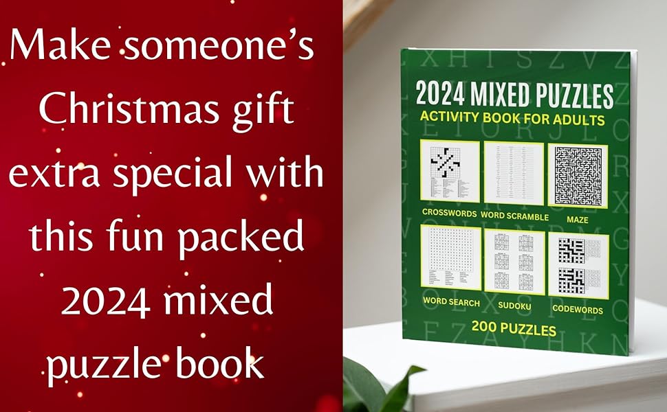 Mixed Puzzle Books For Adults 2024: 200 Puzzles: Activity Book, Word Search, Crossword ...