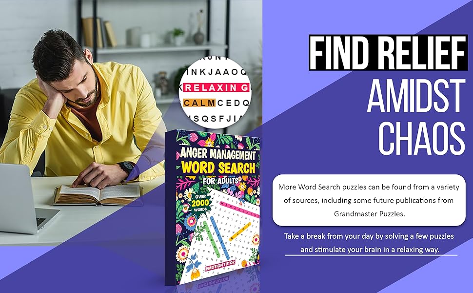 Anger Management Word Search Puzzle Book for Adults, Men, Women and ...