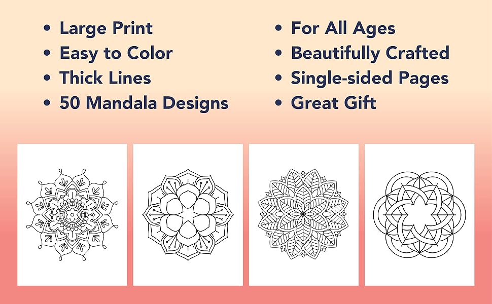 Amazon.com: Simple Bold and Easy Mandalas Coloring Book: Large Print ...