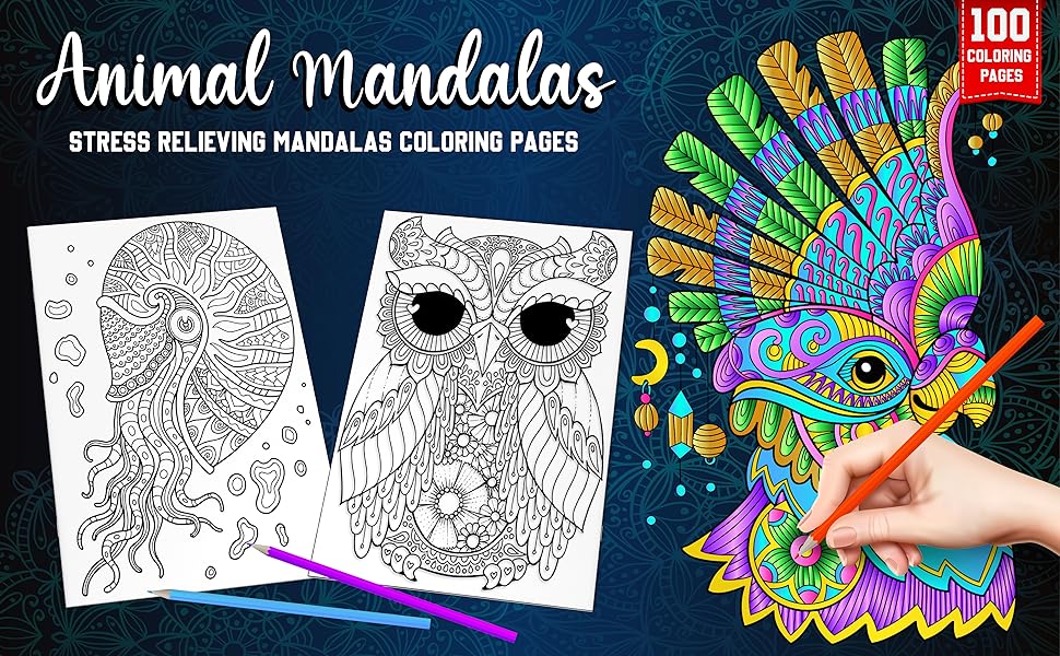 Amazon.com: Animal mandalas: Adult Coloring Book / Relieving Animals mandalas Coloring Pages ...