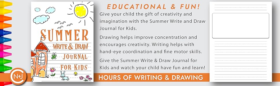 Summer Write and Draw Journal for Kids: Drawing Journal and Summer ...