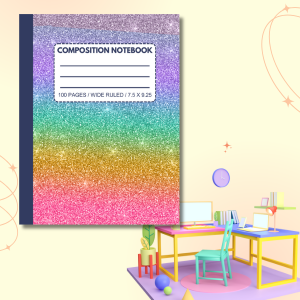 Amazon.com: Wide Ruled Composition Notebook: Rainbow Ombre Sparkle ...