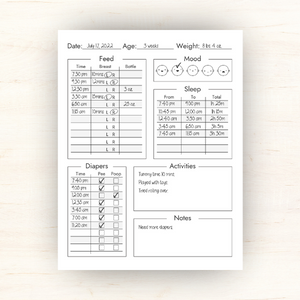 Baby Daily Log Book: Daily Routine Tracker for Newborns, Breastfeeding Journal, Sleeping ...