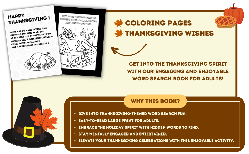 Amazon.com: Thanksgiving Word Search Large Print For Adults: Happy ...