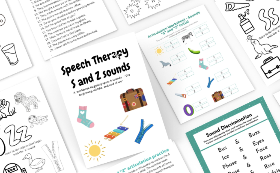 Speech Therapy Workbook: L, R, S, Z, SH, and CH sounds (Speech Therapy ...