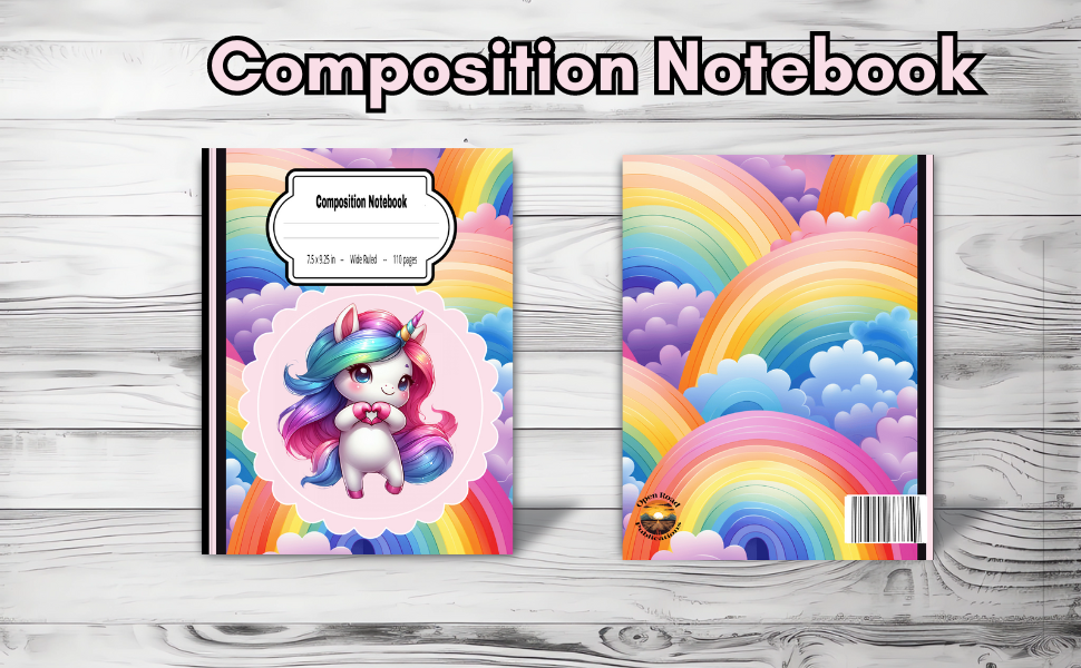 Amazon.com: Composition Notebook: Pretty Rainbow Kawaii Unicorn with Heart Hands Theme Cover ...