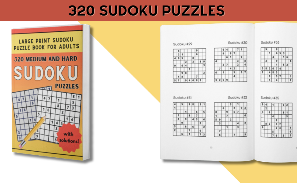 Large print sudoku puzzle book for adults: 320 Medium and Hard Sudoku Puzzles: Art & Books ...