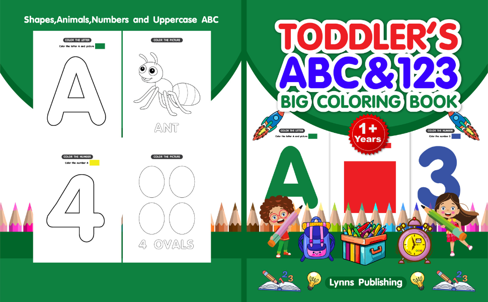 Toddler’s ABC &123 BIG Coloring book: Large 70+ Easy coloring pages of ...