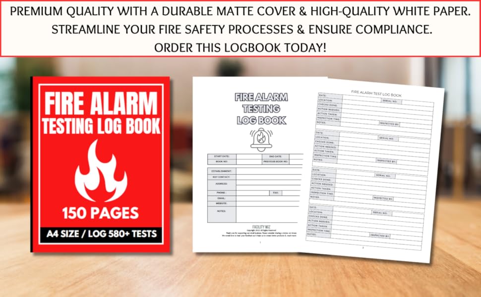 Fire Alarm Testing Log Book: Helps Track & Record Safety Checks at ...