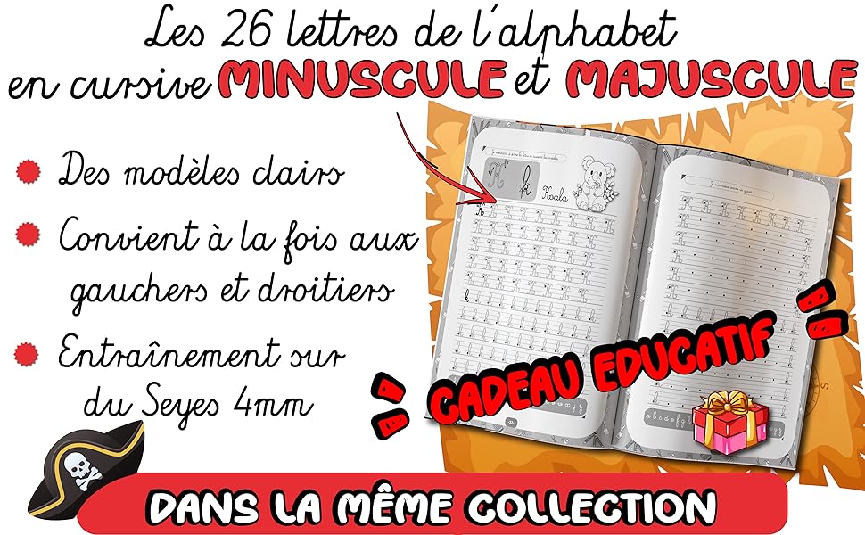 Cahier d'écriture Cursive CP PIRATE: Maternelle GS et CP - Apprendre A ...