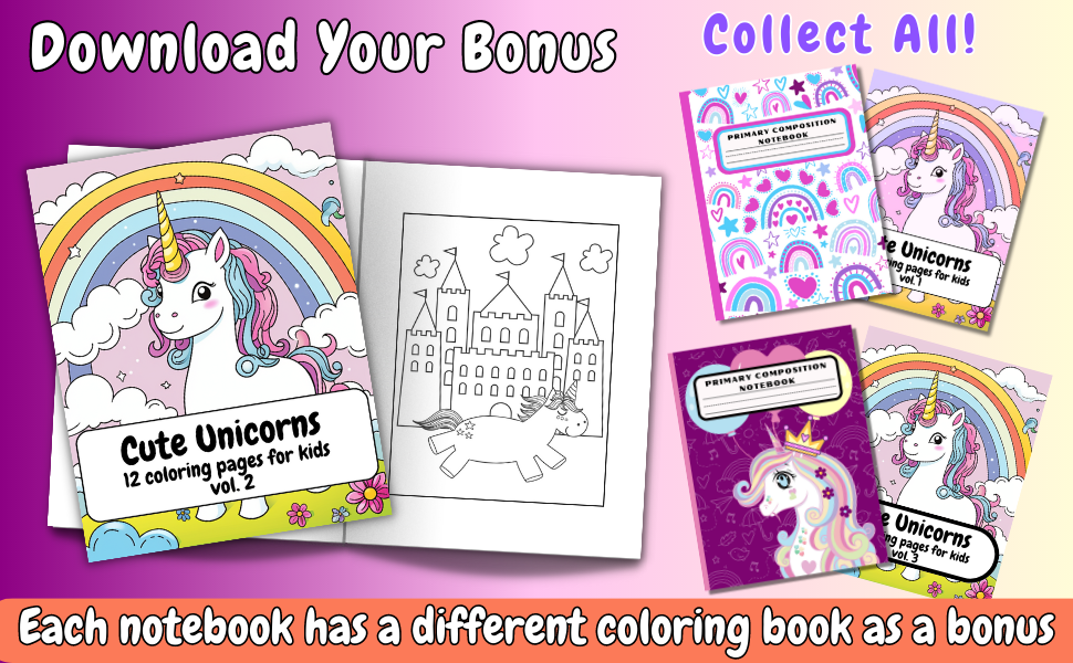 Primary Composition Notebook K-2: Unicorn Face Primary Journal Grades K-2, Primary Composition ...