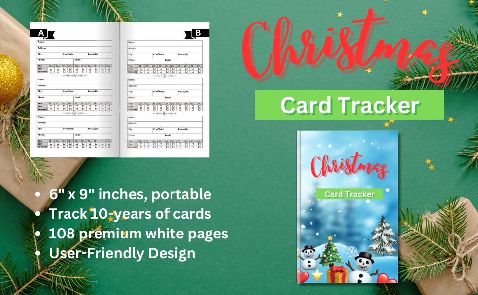 Christmas Card Tracker: 10-Year Address Book and Log Book for Holiday ...