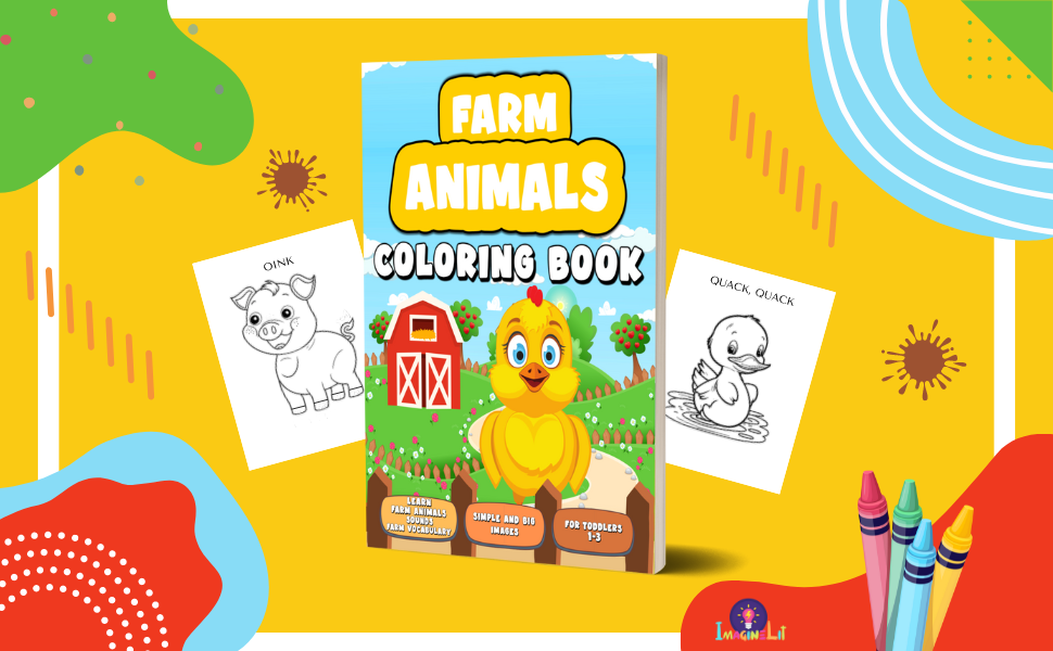 Farm Animal Coloring Book For Toddlers 1-3 - Big and Easy Designs ...
