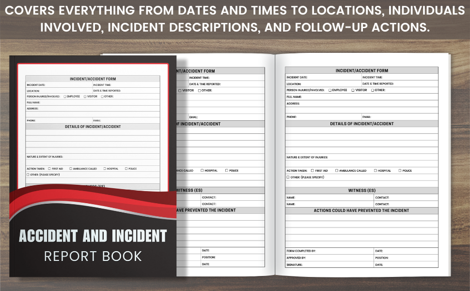 Accident and Incident Report Book: Your Health and Safety Reports Tool for Workplaces: Ruell ...