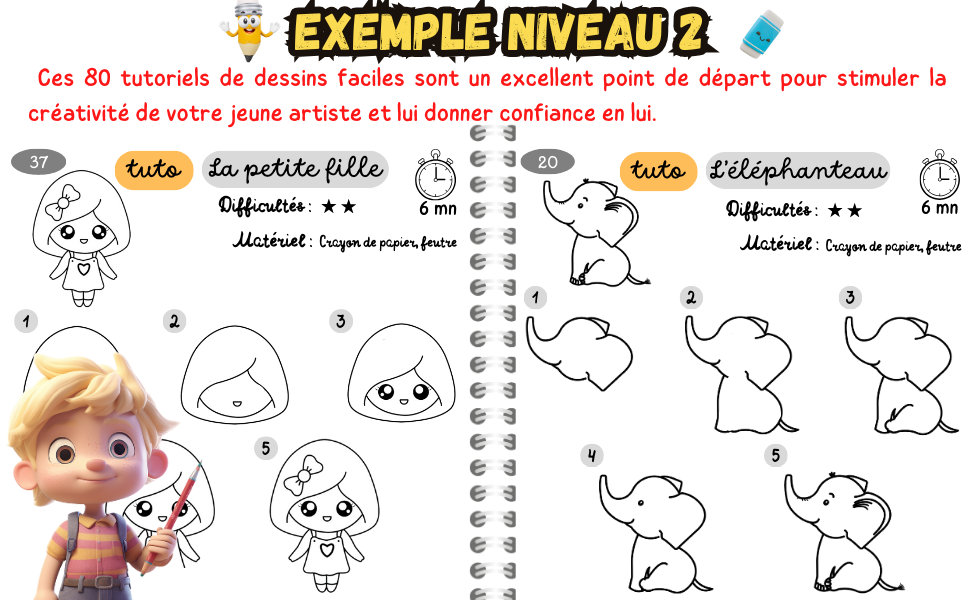 APPRENDRE à DESSINER: étape par étape : 80 tutos avec niveau de ...