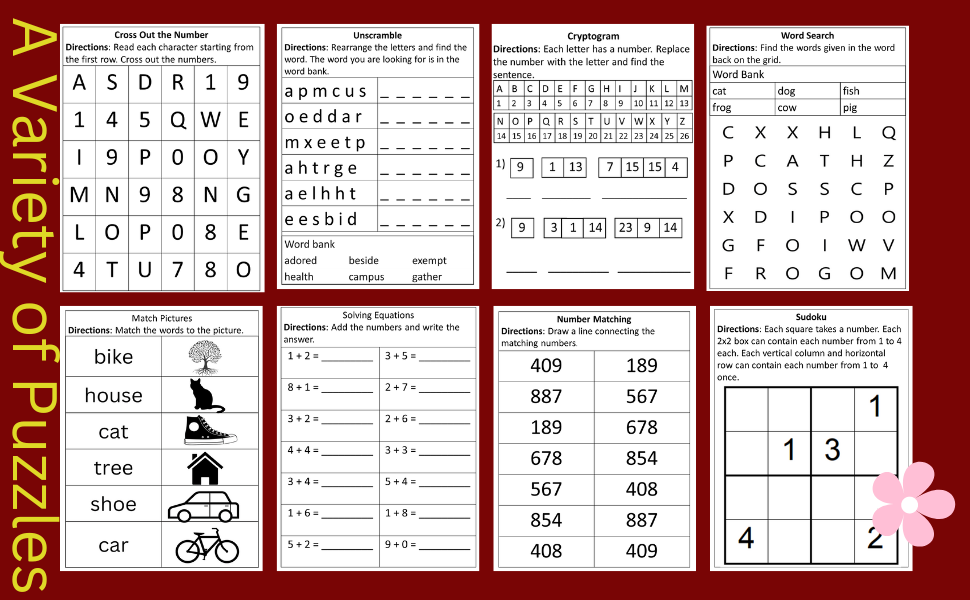 Activity Book for Seniors with Dementia - A Large Print Relaxing Brain Exercise Puzzle Workbook ...