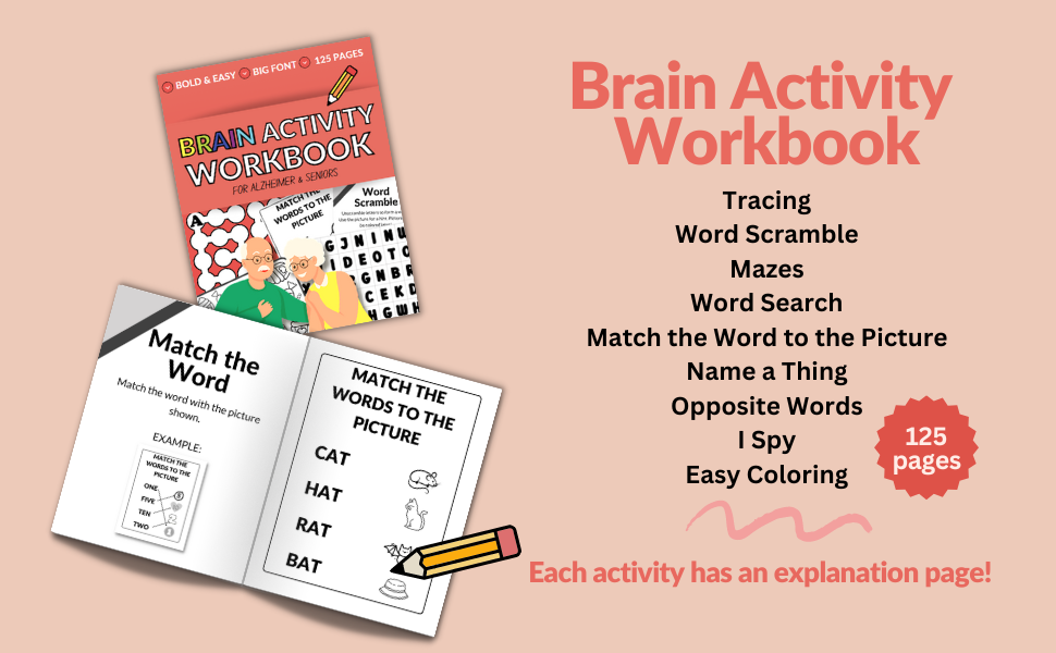 Brain Activity Workbook For Alzheimer & Seniors: Easy and Relaxing Memory Activity Book For ...