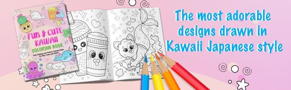 Amazon.com: Fun & Cute Kawaii Coloring Book: Food, Animals and Fantasy ...