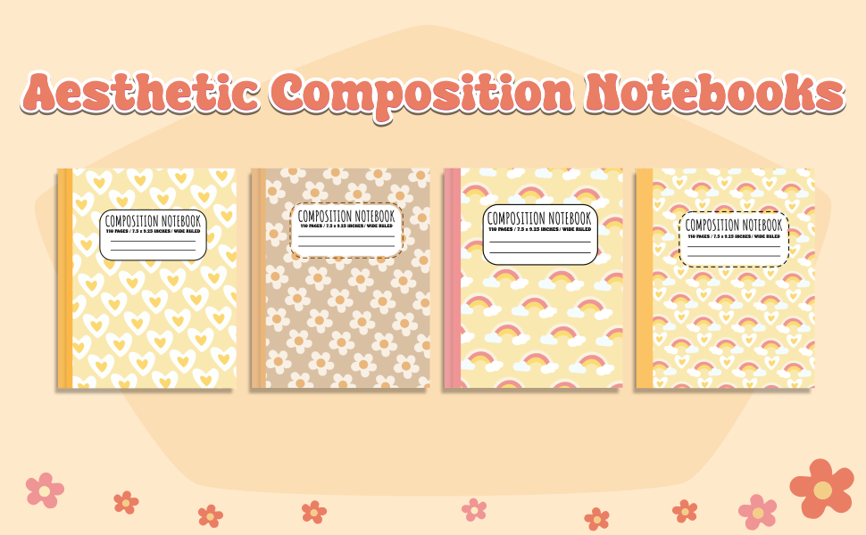 Amazon.com: Composition Notebook Wide Ruled: Aesthetic Cute Flowers ...