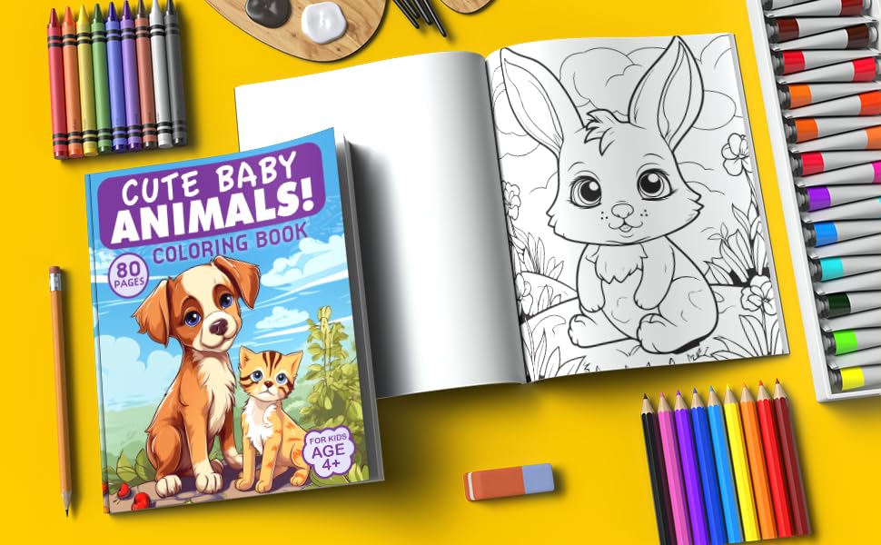 Amazon.com: CUTE BABY ANIMALS! Coloring Book: For Kids Age 4+ with ...