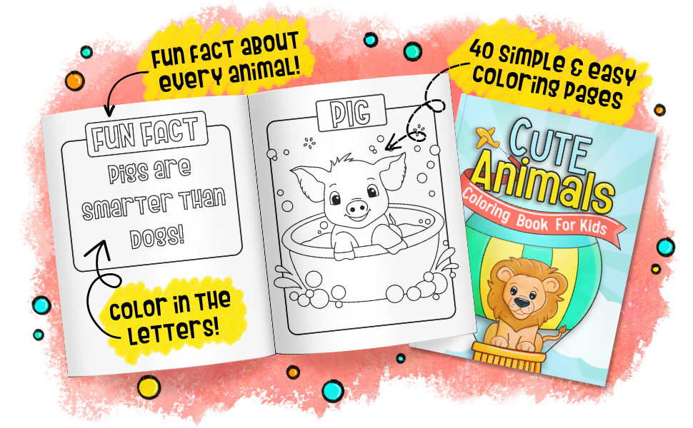 Amazon.com: Cute Animals Coloring Book For Kids: Fun and Easy Coloring ...