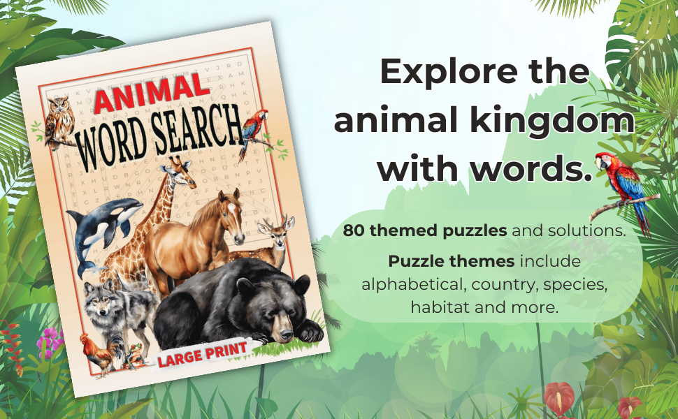 Animal Word Search: Fun and Engaging Large Print Puzzle Book for Adults ...