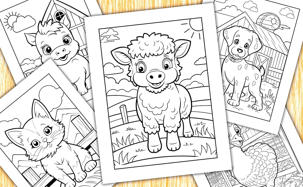 Farm Animals Coloring Book For Kids: 50 Beautiful Coloring Pages with ...