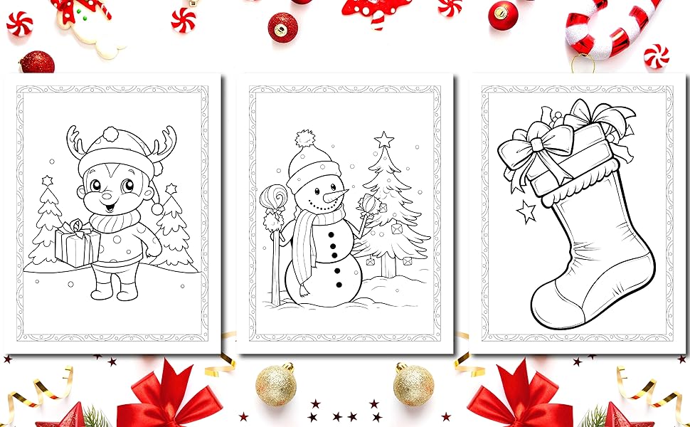 Christmas Coloring Book For Kids: Filled with 50+ Very Simple, Cute ...