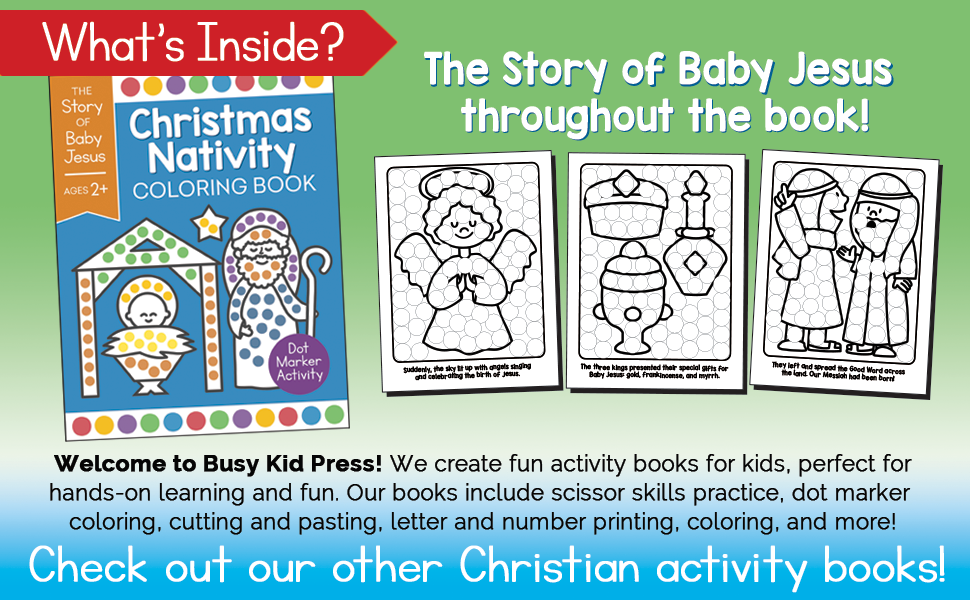 Christmas Nativity Coloring Book: Dot Marker Activity The Story of Baby ...