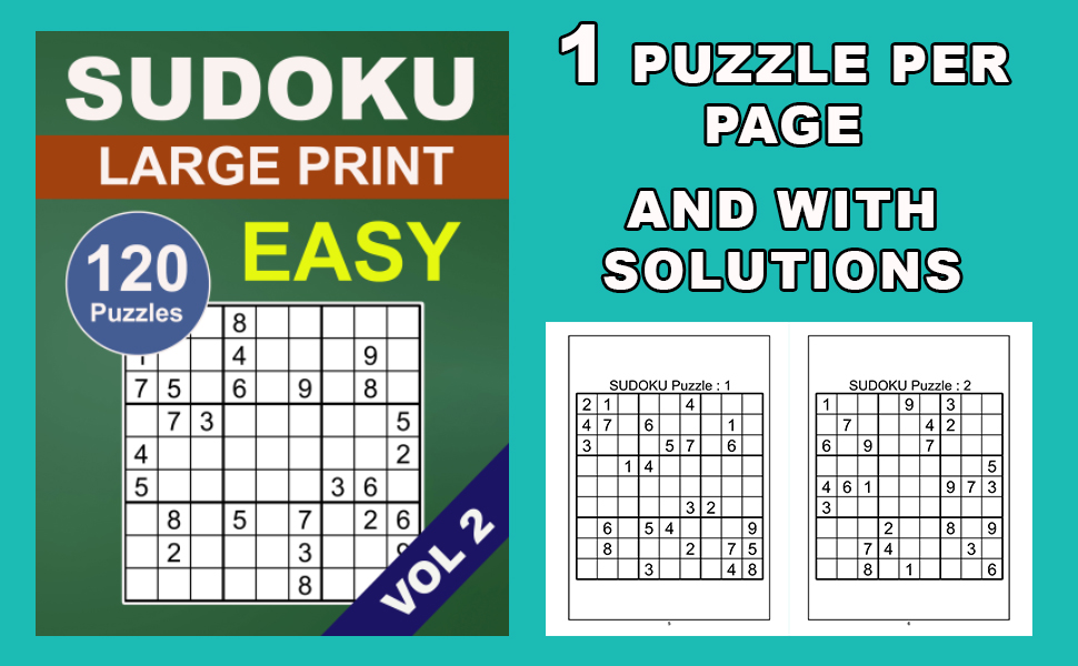 Sudoku Large Print Easy Level: 120 Puzzles, Large Print Sudoku Puzzle Book For Adults & Seniors ...