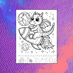 Dragons in Space - A Story Coloring Book: Lovely Mythical Creatures on ...
