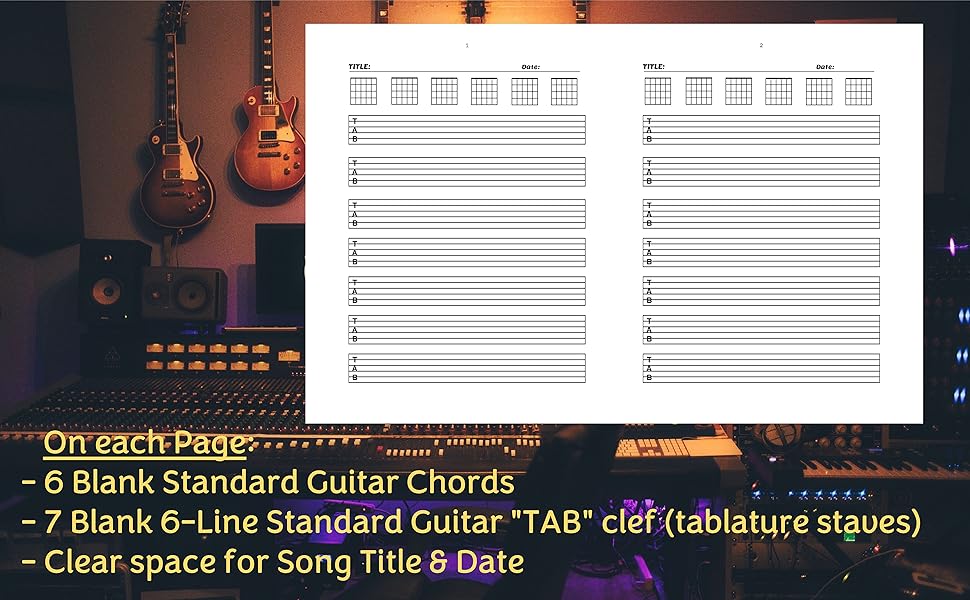 Amazon.com: GUITAR TAB NOTEBOOK: Blank Tablature & Chord Book for ...