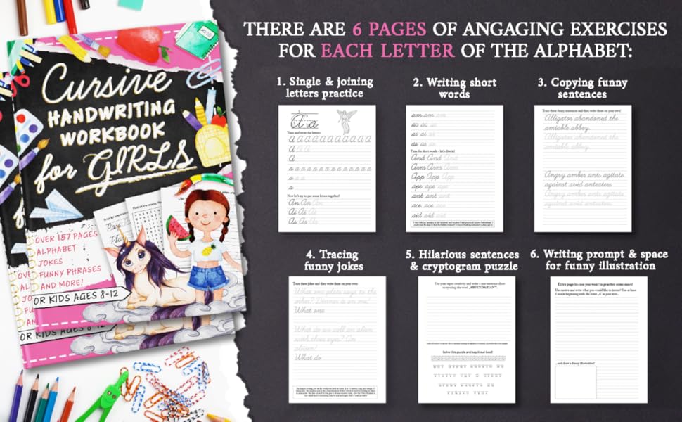 Cursive Handwriting Workbook for Kids Ages 8-12 with Jokes & Riddles ...