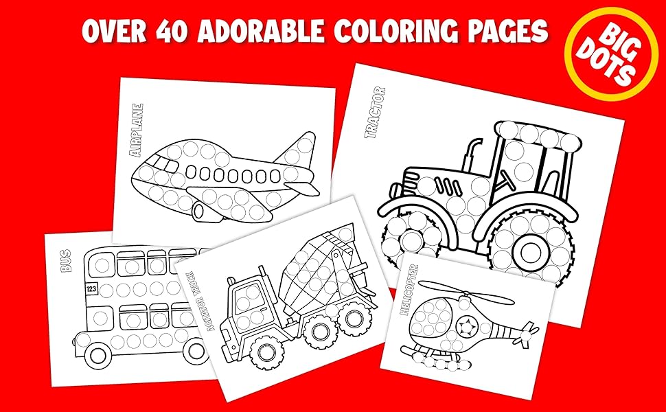 Dot Marker Activity Book Vehicles: Cars, Train, Trucks Dot Marker Book ...