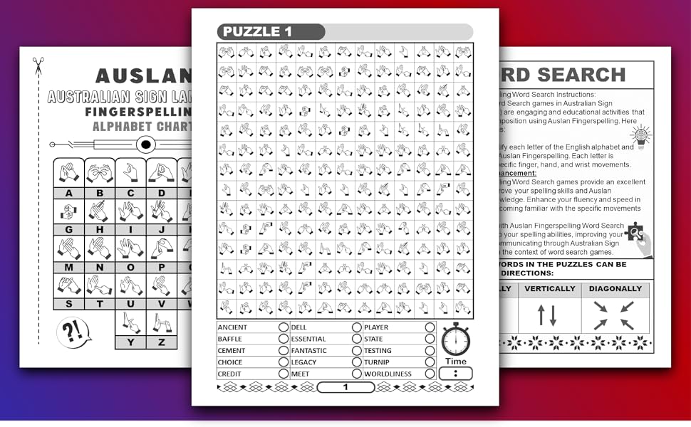 AUSLAN Word Search: Dactylology -100 Fingerspelling Puzzles in ...