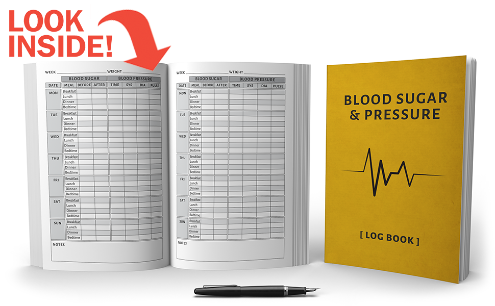 Blood Sugar Blood Pressure Log Book Monitor: 2 in 1 Daily and Weekly ...