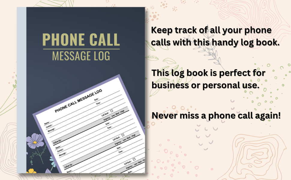 Phone Call Message Log: Phone Call and Voicemail Recording Log Book ...