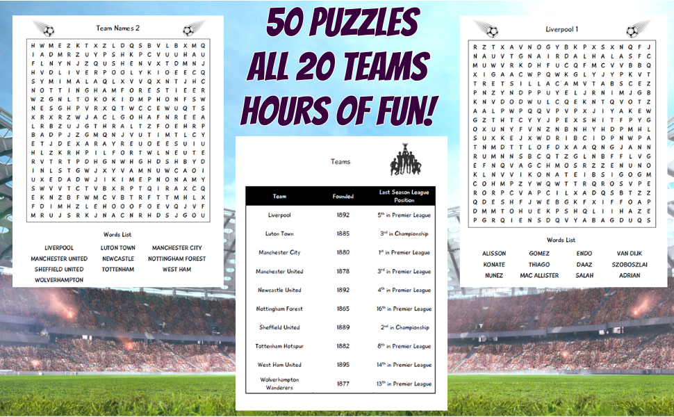 The Premier League 2023/2024 Season Football Word Search For Kids: A ...
