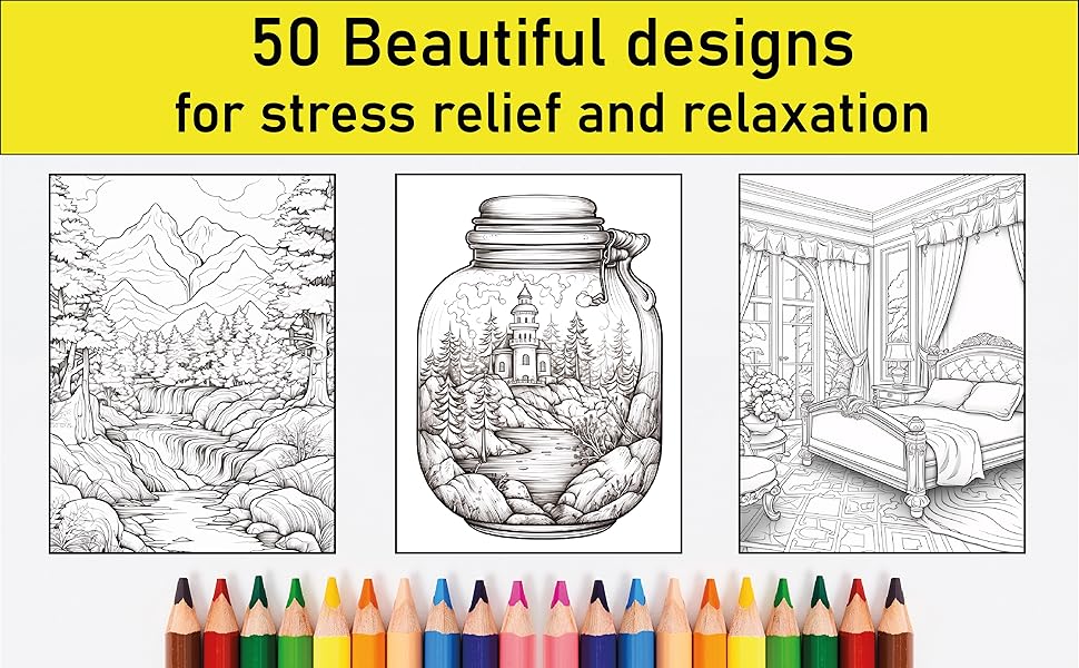 Stress Relief Coloring Book For Adults: Large print adult colouring ...