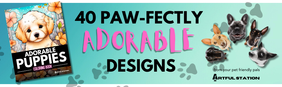 Amazon.com: Adorable Puppies: Adult Coloring Book for Relaxation Full ...