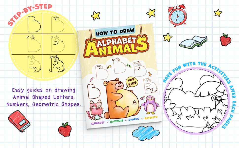 How to Draw Alphabet Animals For Kids: Cute Style How To Draw Books ...