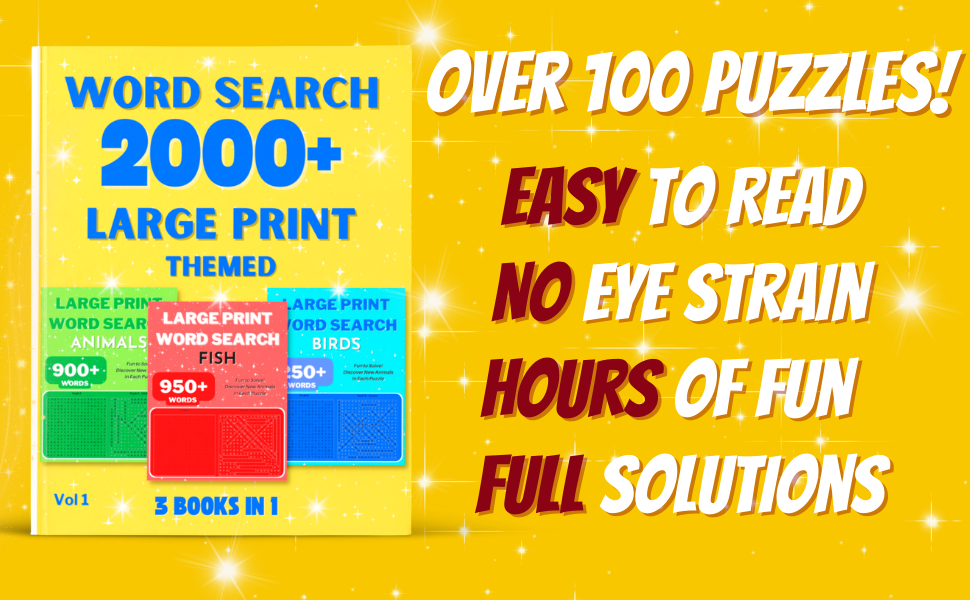 Large Print Word Search Book: 3-in-1 Word Find Book Collection | 2000 ...