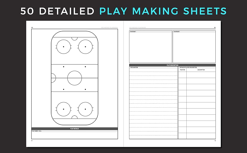 Ice Hockey Play Designer: Playbook notebook for junior and senior ...