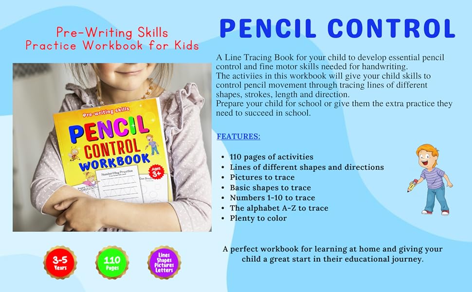 Pencil Control, Pre-Writing Skills Workbook: Essential Fine Motor ...