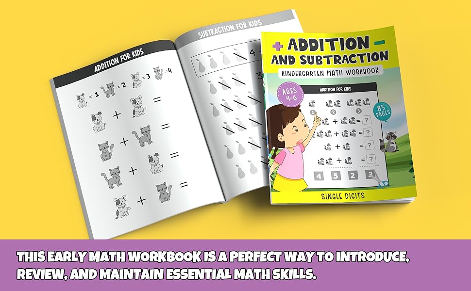 Amazon.com: Addition and Subtraction Kindergarten Math Workbook ages 4 ...