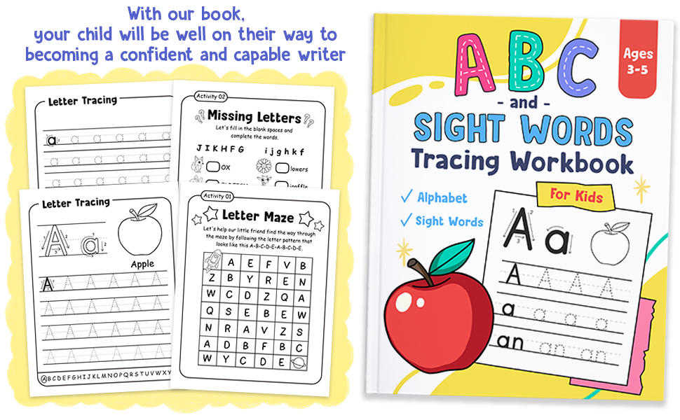 ABC and Sight Word Tracing Workbook: Tracing and Writing Book for ...